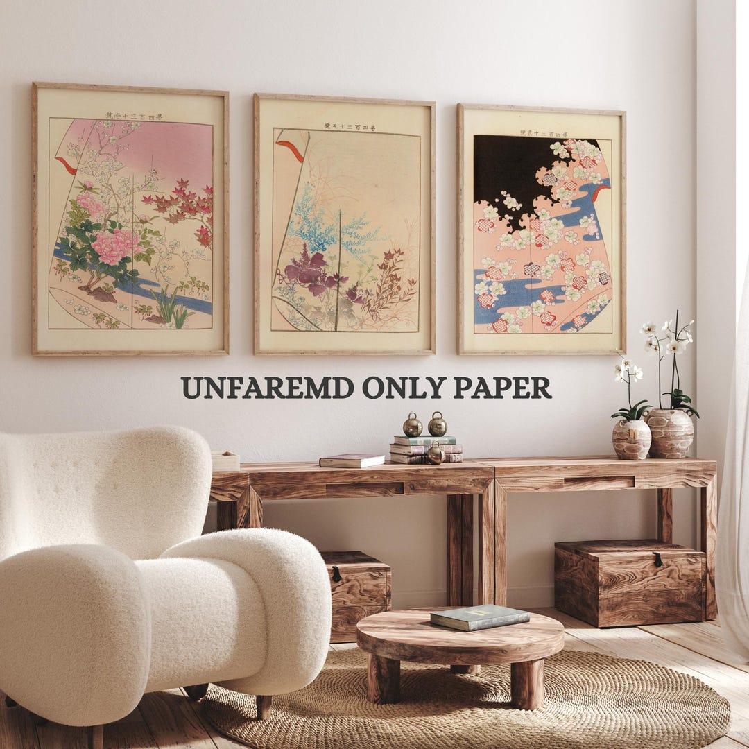 Abstract Gallery Wall Set - Set of 3 Prints - Japanese Art Print ...