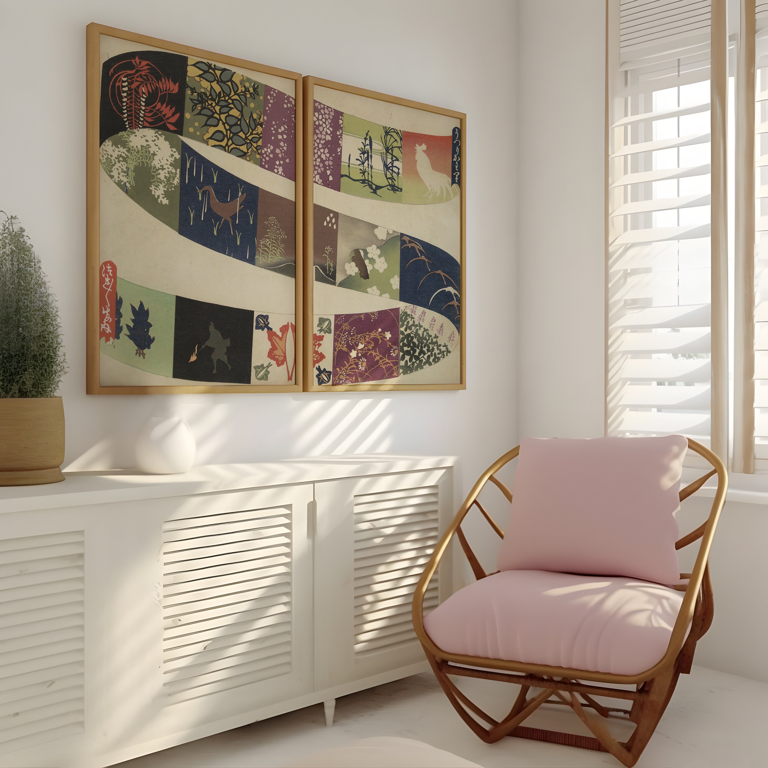 Set of 2 Prints Japanese Abstract Art Oyo Manga Ogino Issui Japanese ...