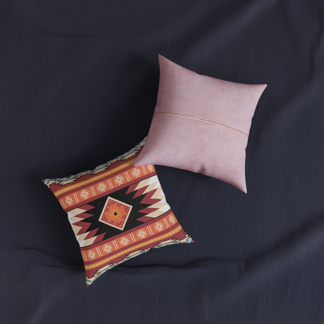 Aztec Motif Navajo Ethnic Pattern Square Pillow Pink Back - Etsy
