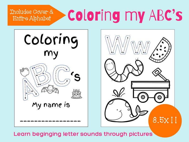 Coloring Abc's Printable / Phonics Handwriting Prek / 5K Preschool ...