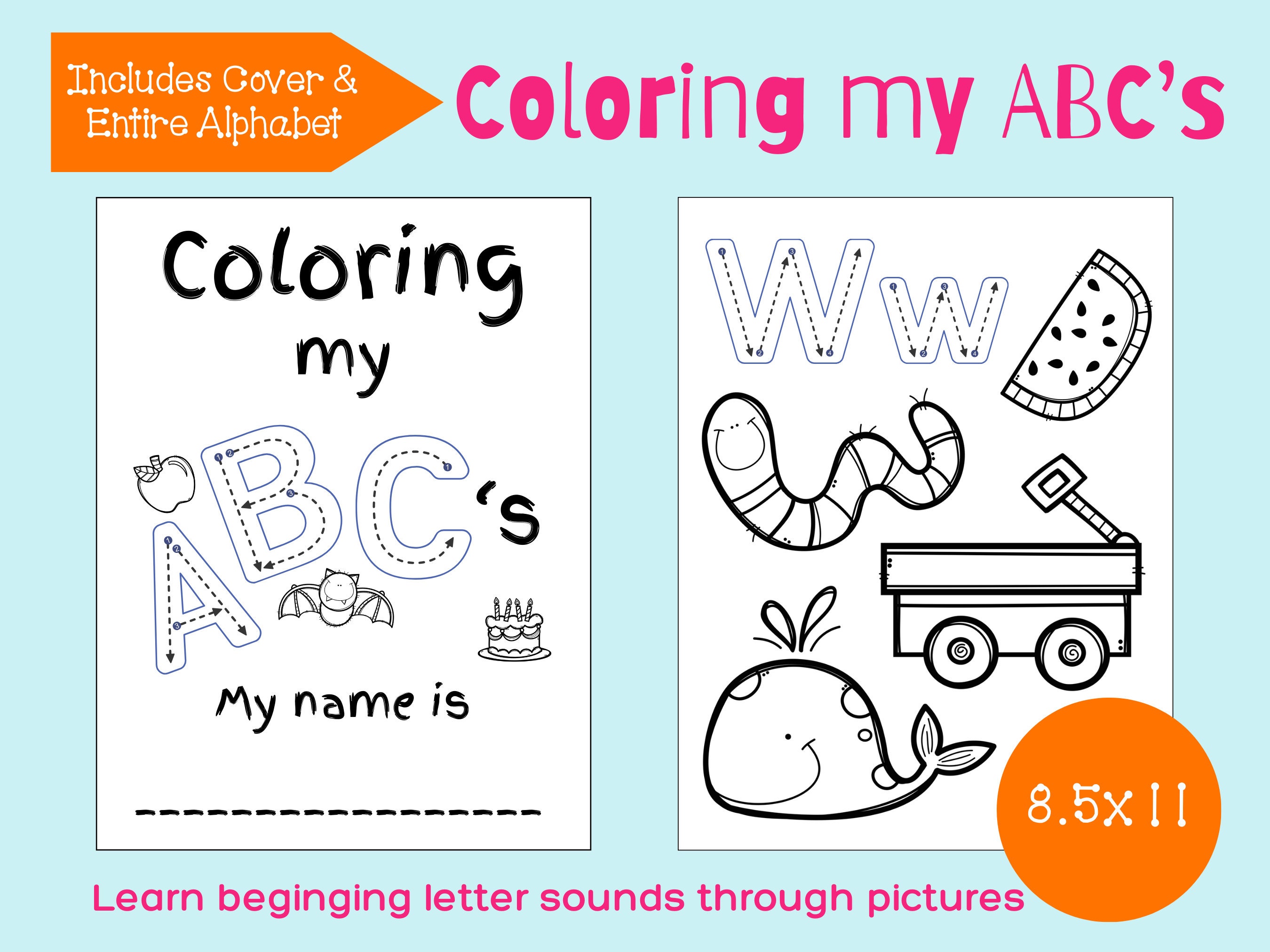 Coloring Abc's Printable / Phonics Handwriting Prek / 5K Preschool ...