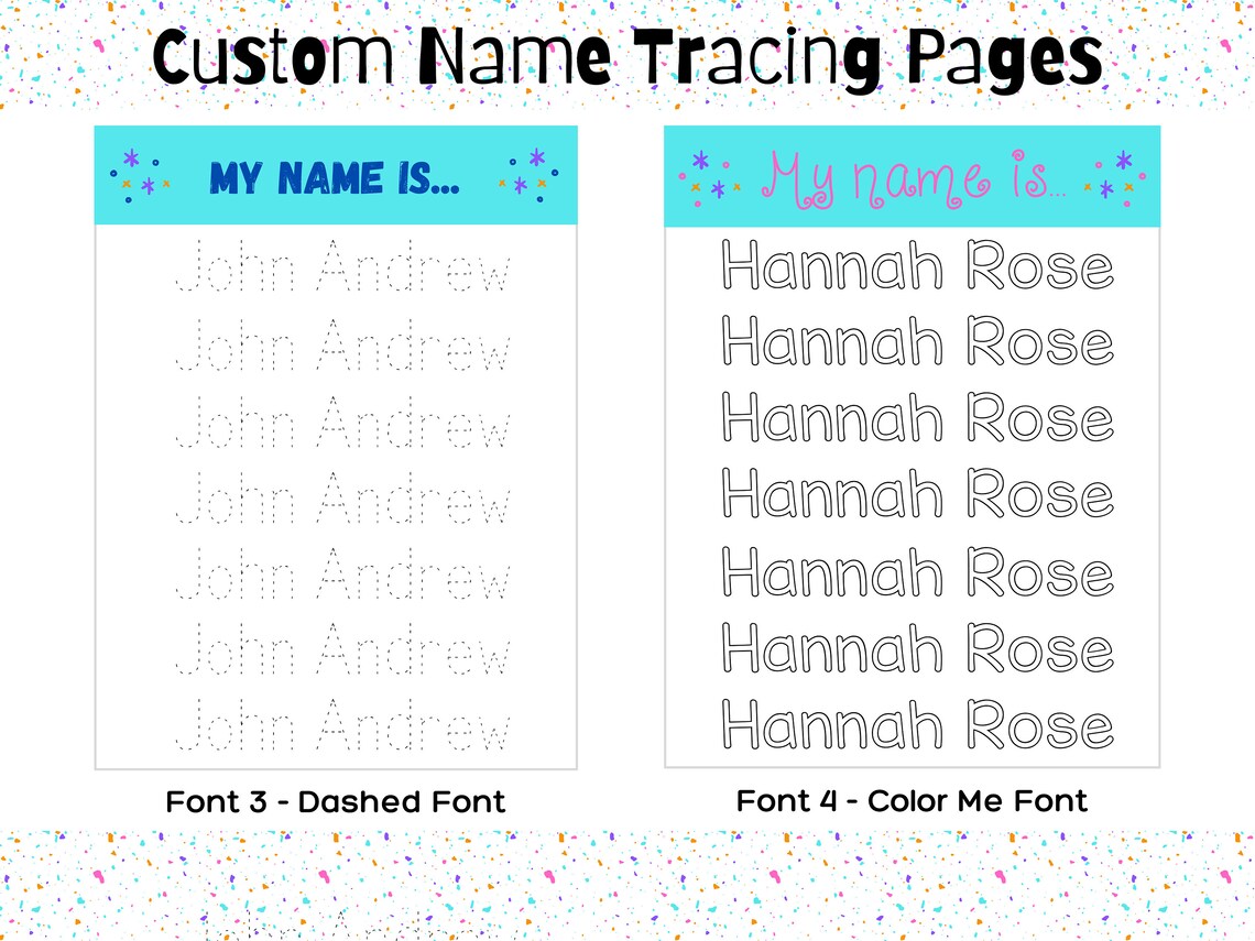 Custom Name Tracing Sheet Printable Handwriting Practice Page ...