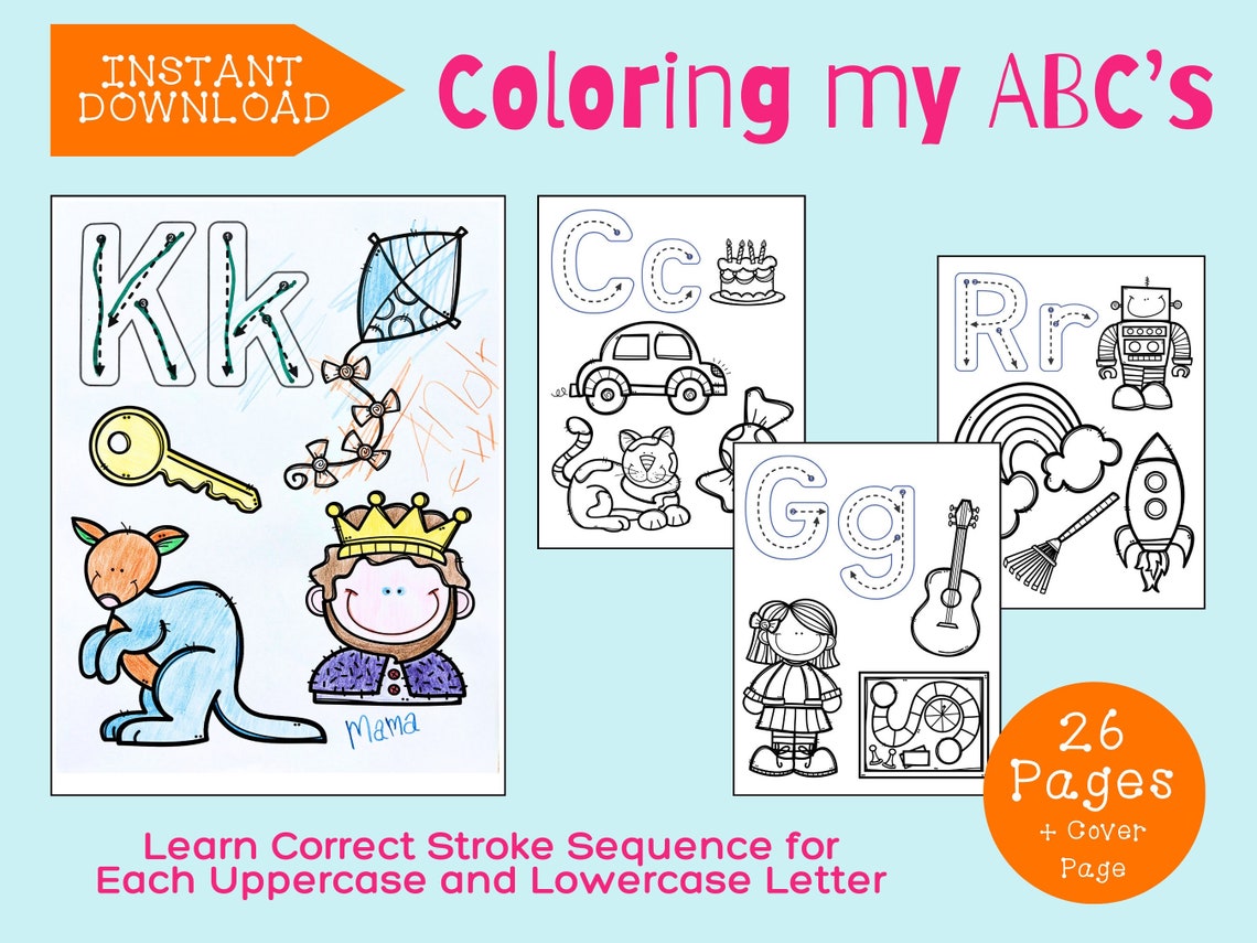 Coloring Book ABC Printable Phonics Handwriting Prek 5K 1st Preschool ...