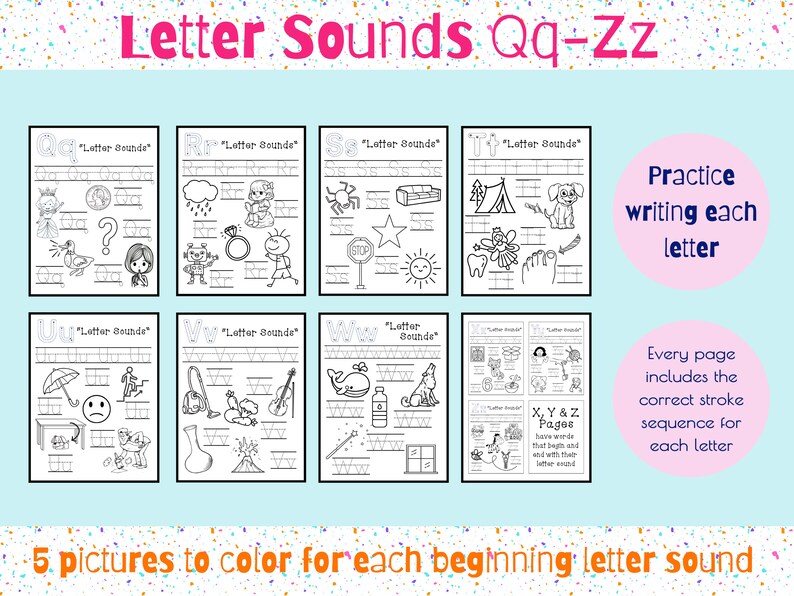 26 Printable FIRST LETTER SOUND Alphabet Worksheets Preschool 1st Grade ...