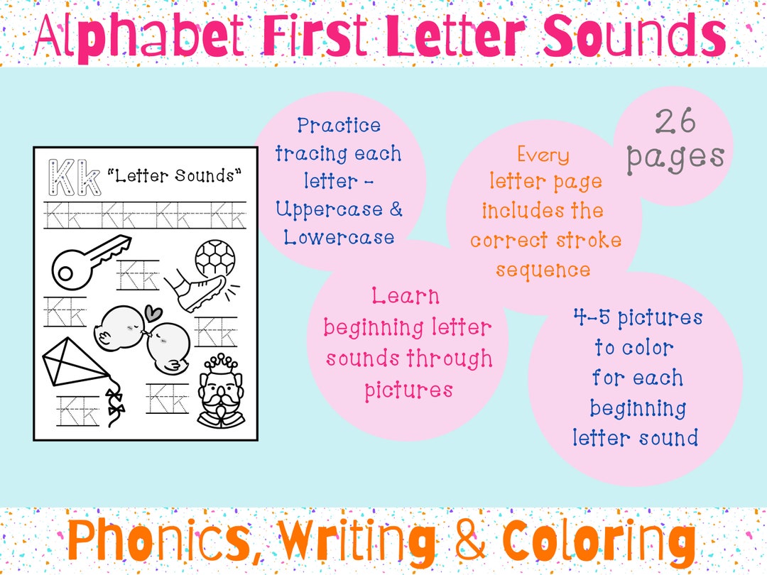 26 Printable FIRST LETTER SOUND Alphabet Worksheets | Preschool - 1st ...