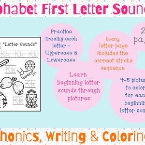 26 Printable FIRST LETTER SOUND Alphabet Worksheets | Preschool - 1st ...