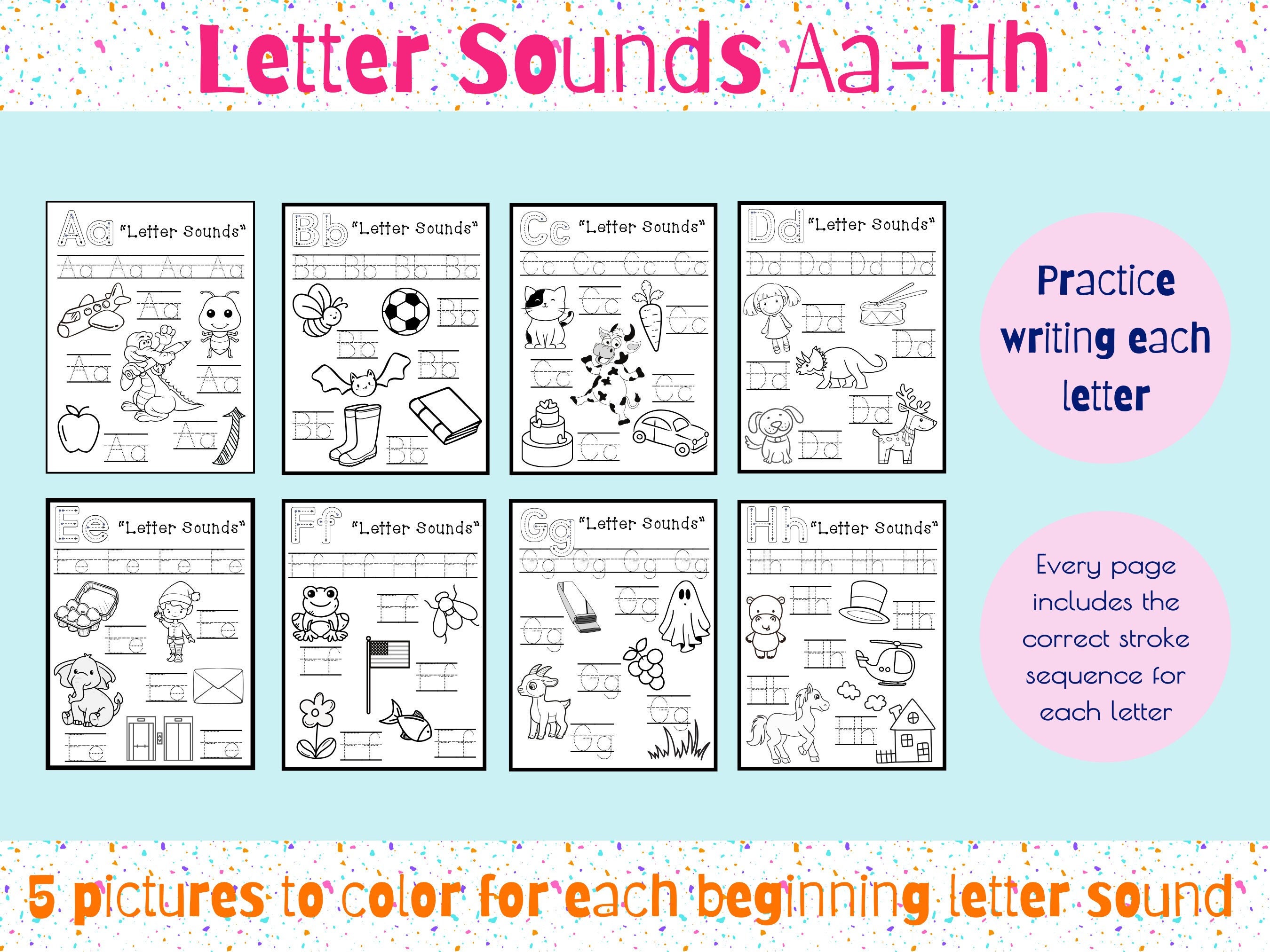 26 Printable FIRST LETTER SOUND Alphabet Worksheets | Preschool - 1st ...