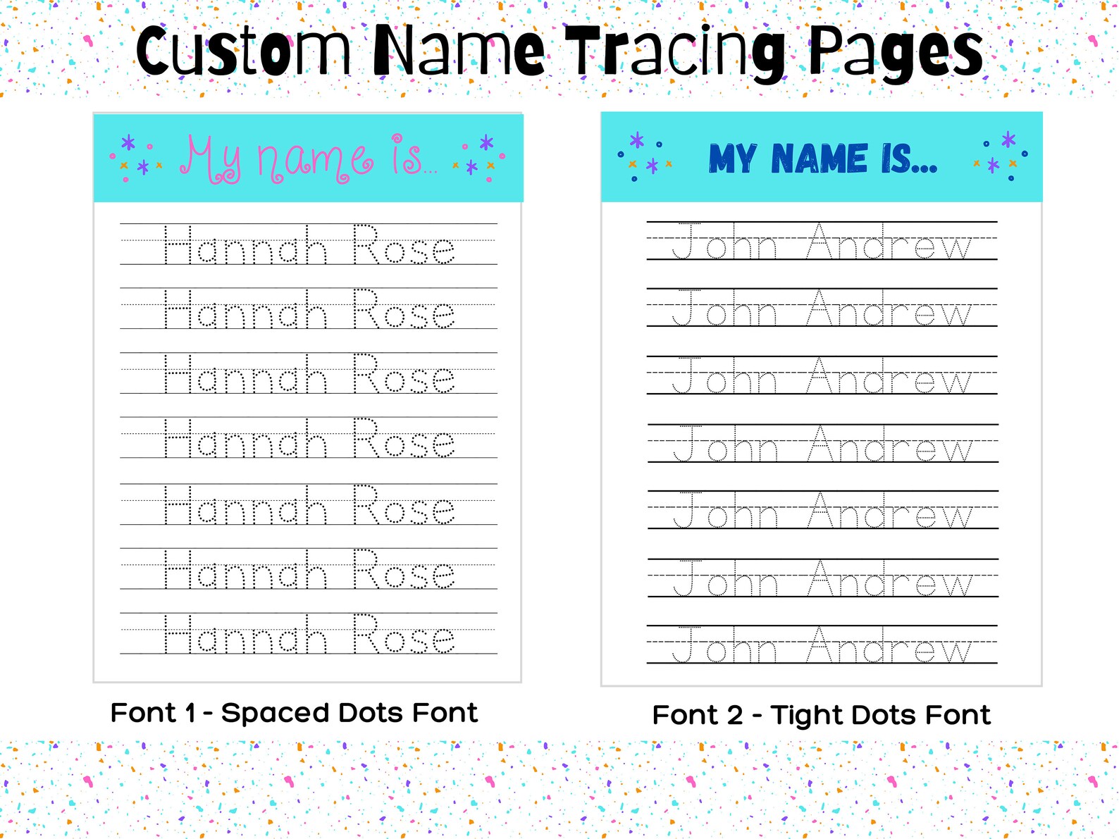 Custom Name Tracing Sheet Printable Handwriting Practice Page ...