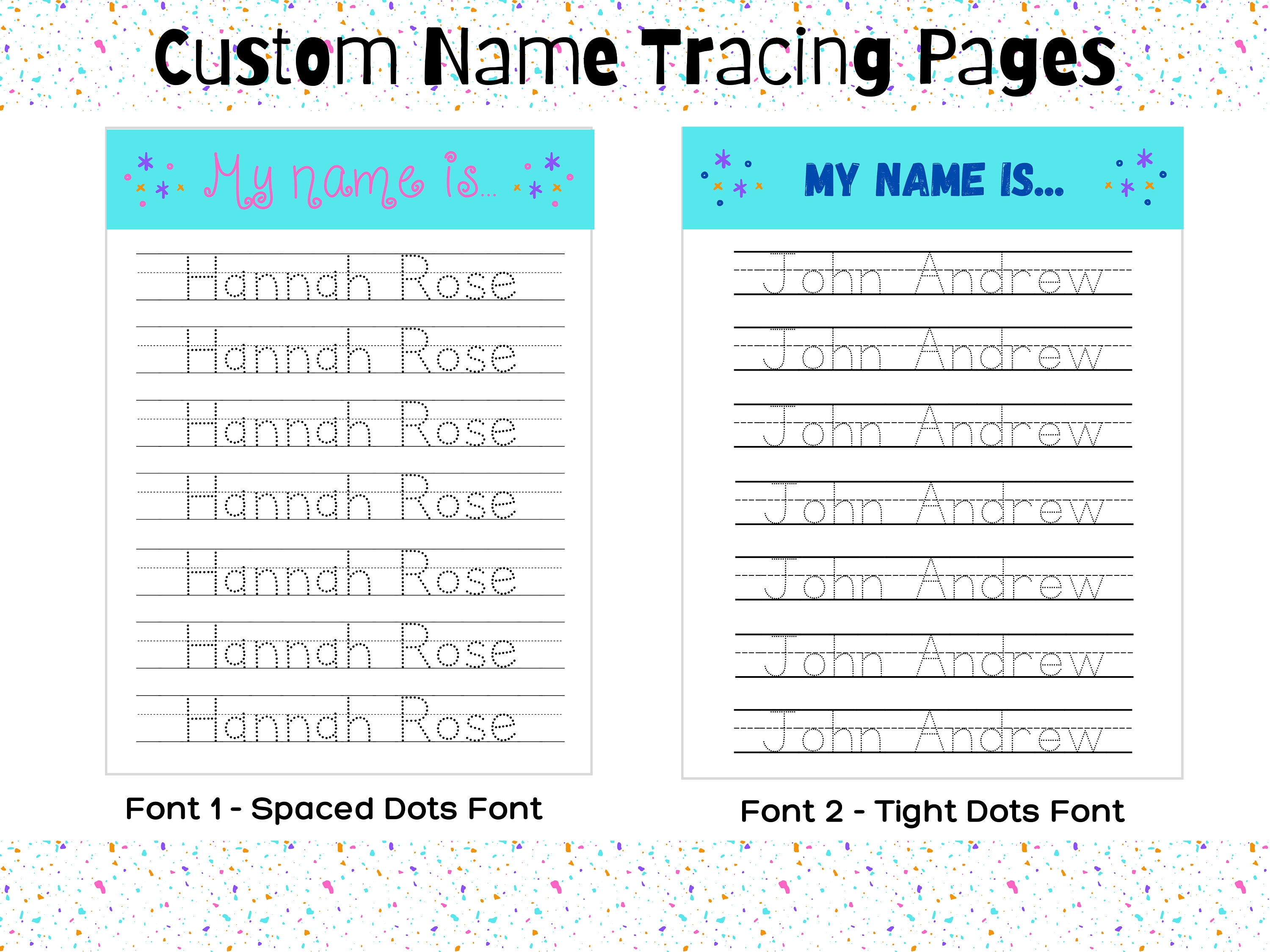Custom Name Tracing Sheet Printable Handwriting Practice Page ...
