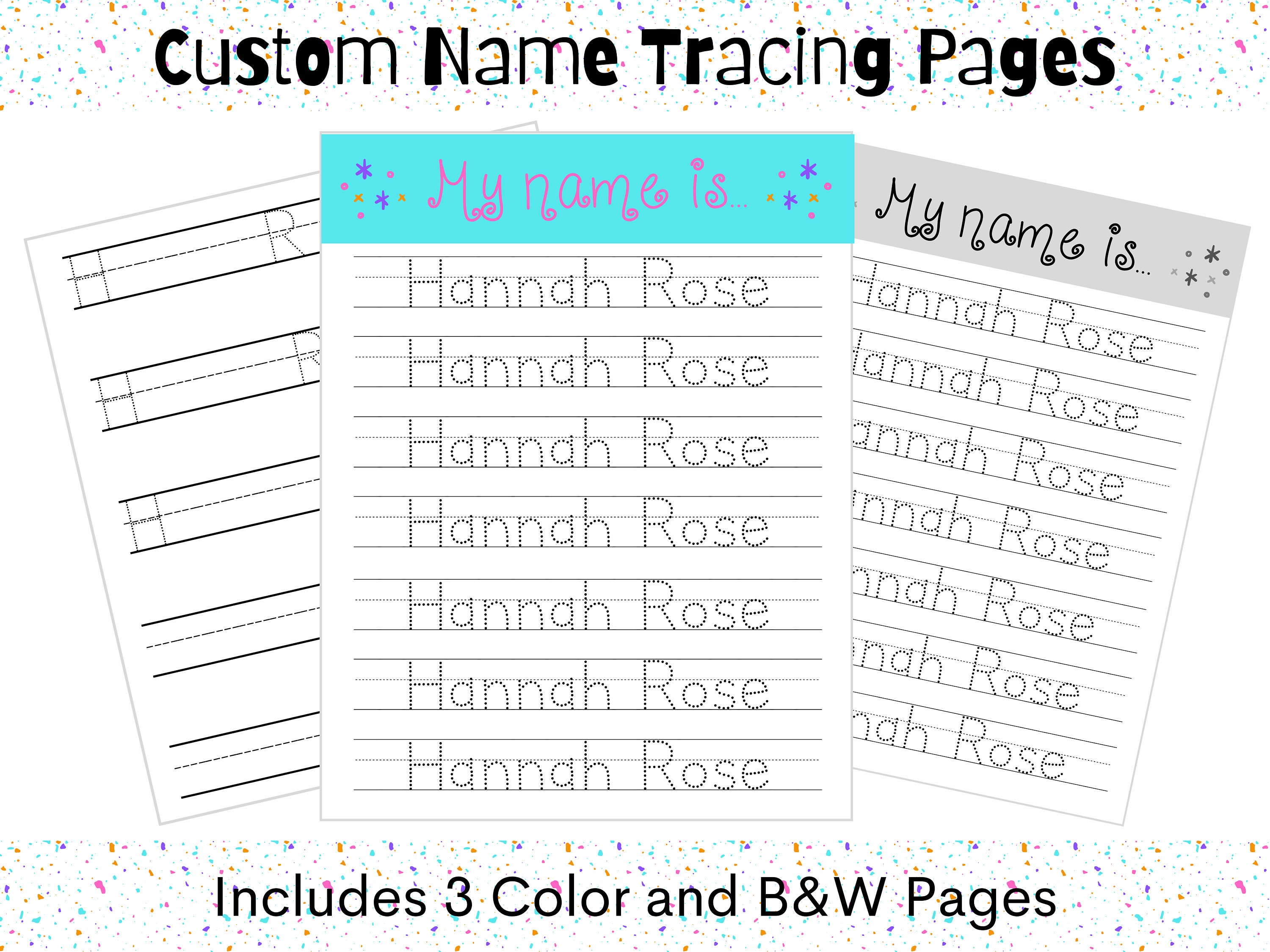 Custom Name Tracing Sheet Printable Handwriting Practice Page ...