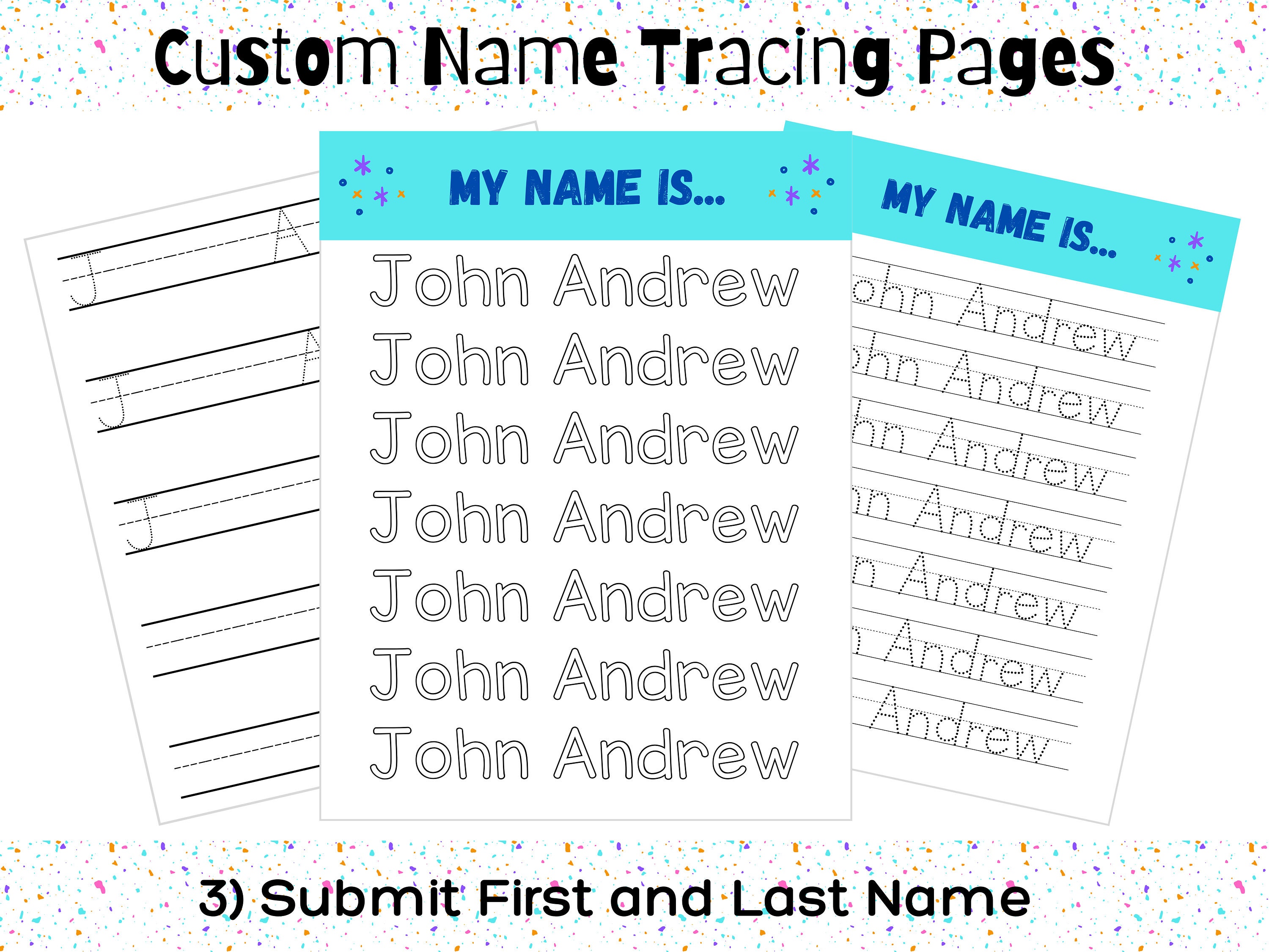 Custom Name Tracing Sheet Printable Handwriting Practice Page ...