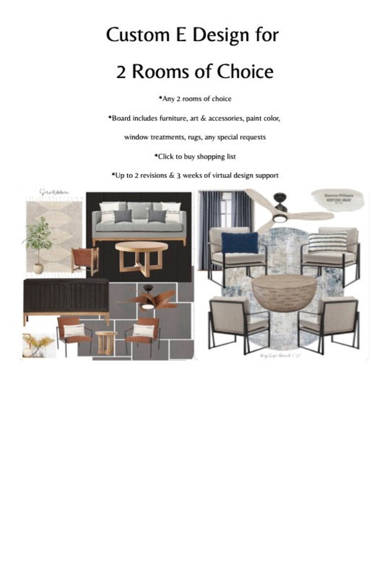 Custom E Design for 2 Rooms of Choice - Etsy