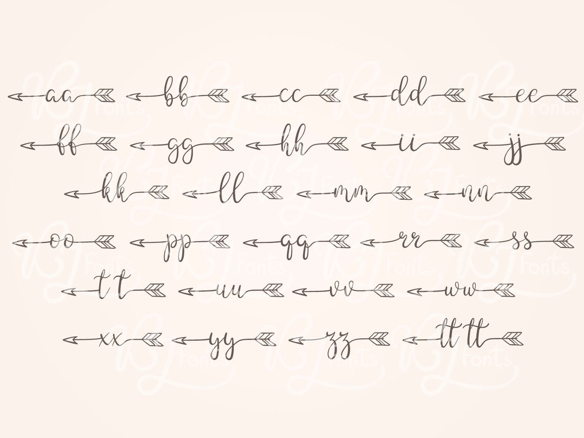 Handwritten Font With Arrows - Script Font - TTF - Arrow Font - Font With Tails - Font With ...