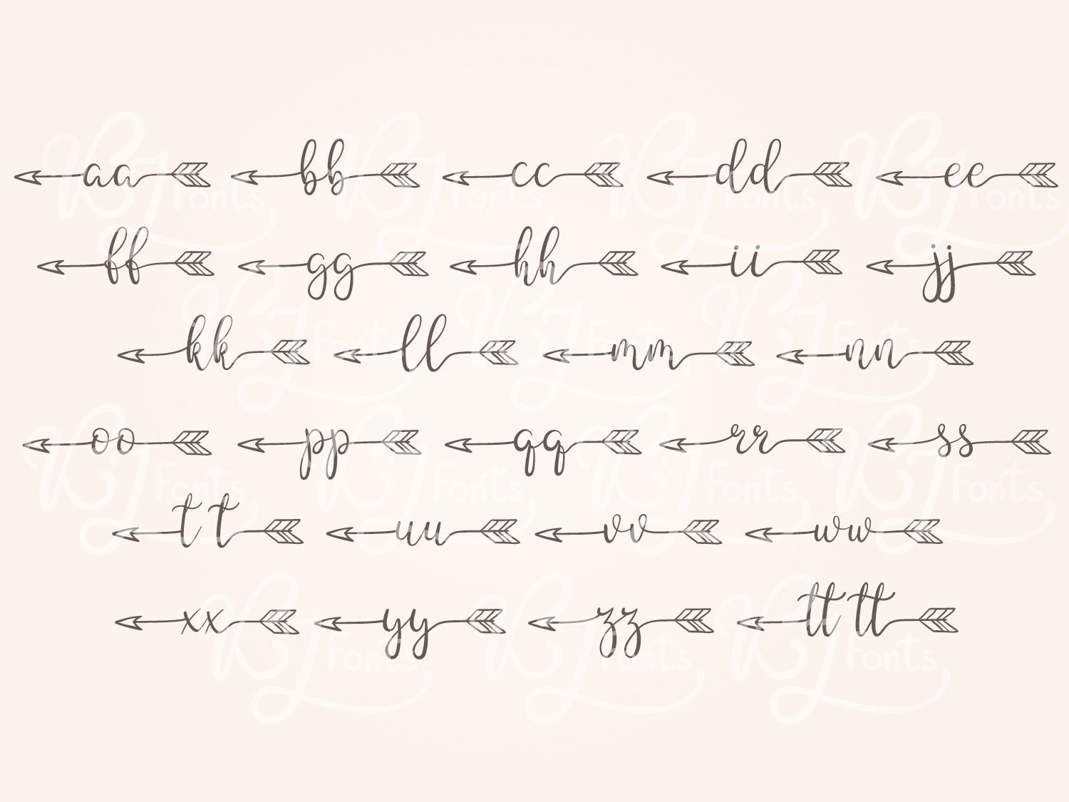 Handwritten Font With Arrows - Script Font - TTF - Arrow Font - Font ...