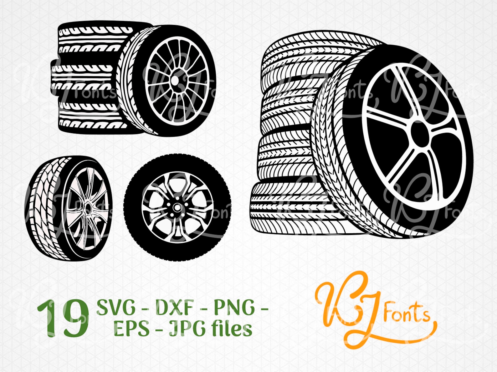 Tire SVG - Tires Svg - Wheel Svg - Tire Service Print - Tire Silhouette ...