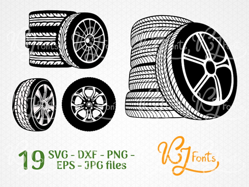 Tire SVG - Tires Svg - Wheel Svg - Tire Service Print - Tire Silhouette ...