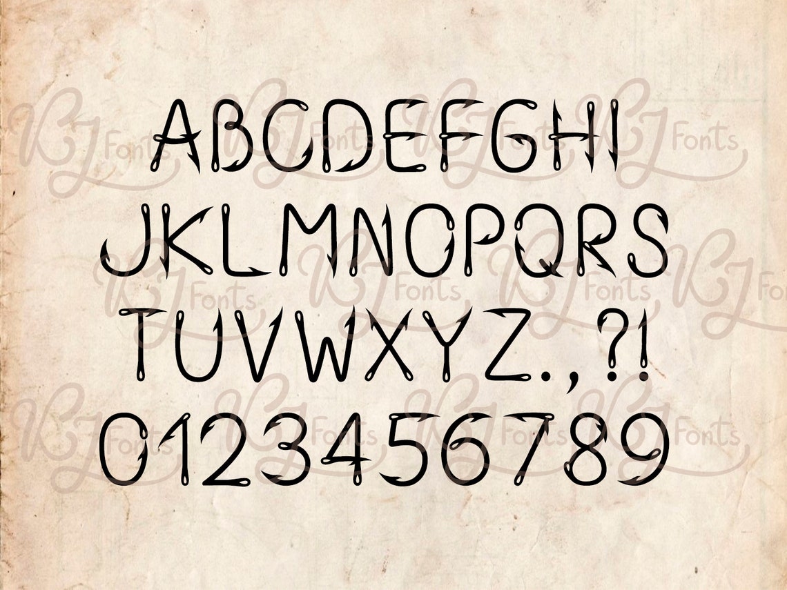 Fish Hook Font Fisher Font TTF Fish Hooking Font Installable Font Hook ...
