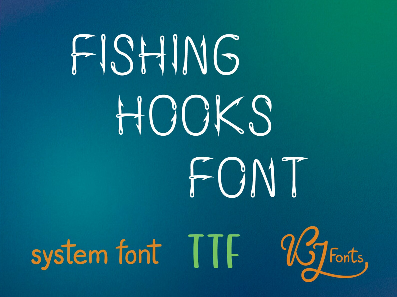 Fish Hook Font Fisher Font TTF Fish Hooking Font Installable Font Hook ...