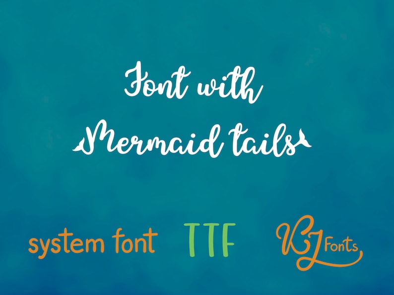 Mermaid Script Font With Tails - Cute Ocean Font - TTF for Cricut, T ...