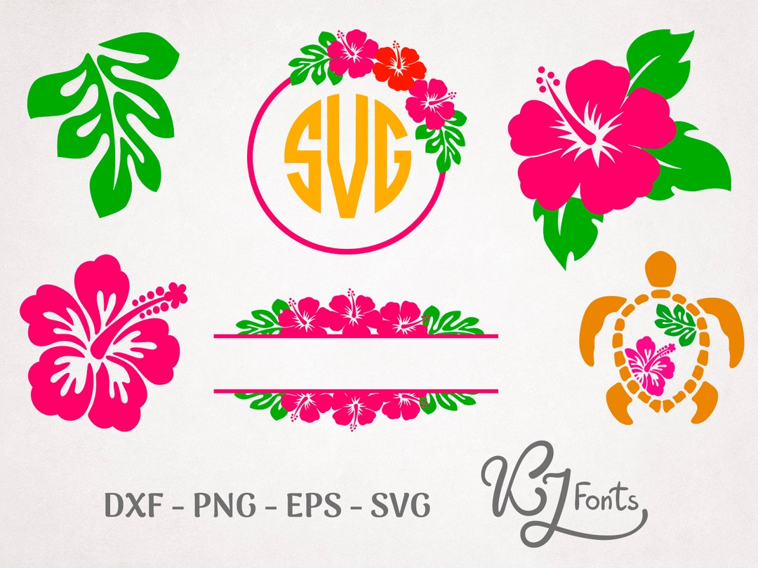 Hibiscus SVG - Floral Svg - Hibiscus Monogram Svg - Tropical Print Svg ...