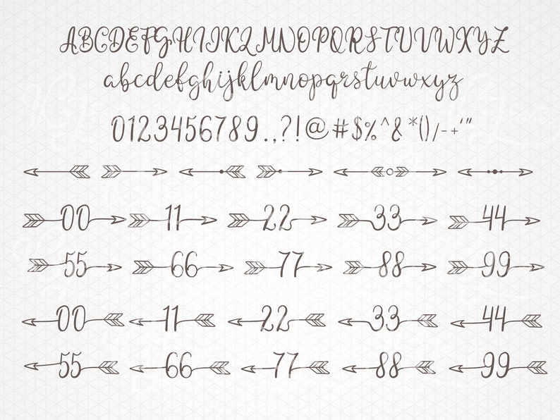 Handwritten Font With Arrows - Script Font - TTF - Arrow Font - Font ...