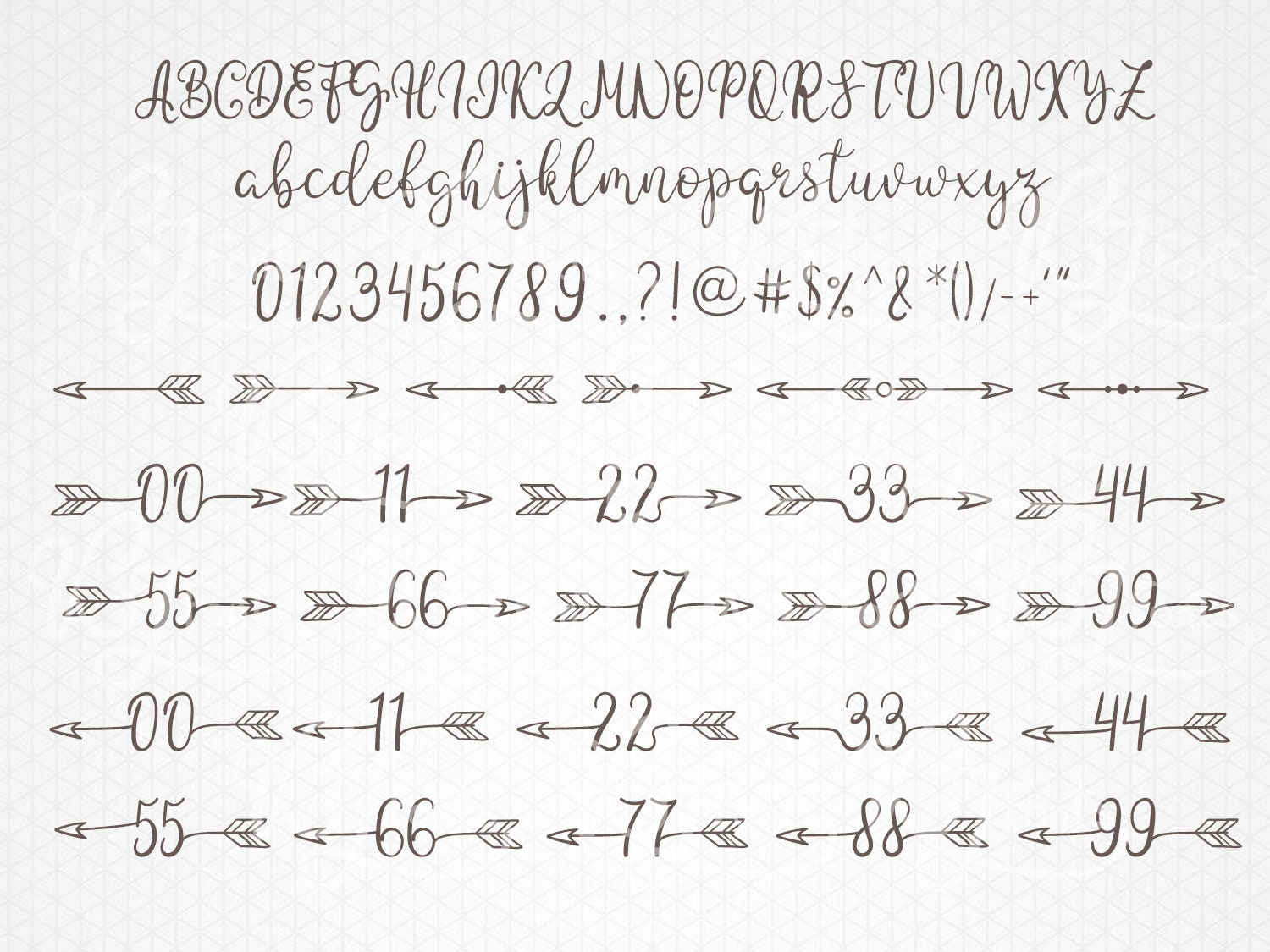 Handwritten Font With Arrows - Script Font - TTF - Arrow Font - Font ...