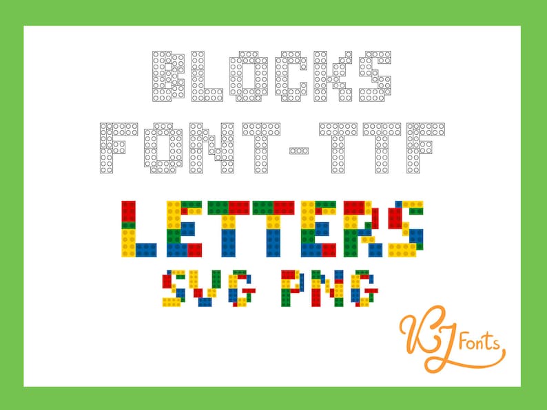 Blocks Font - TTF - Blocks Letters Svg - Font With Blocks - Font for ...