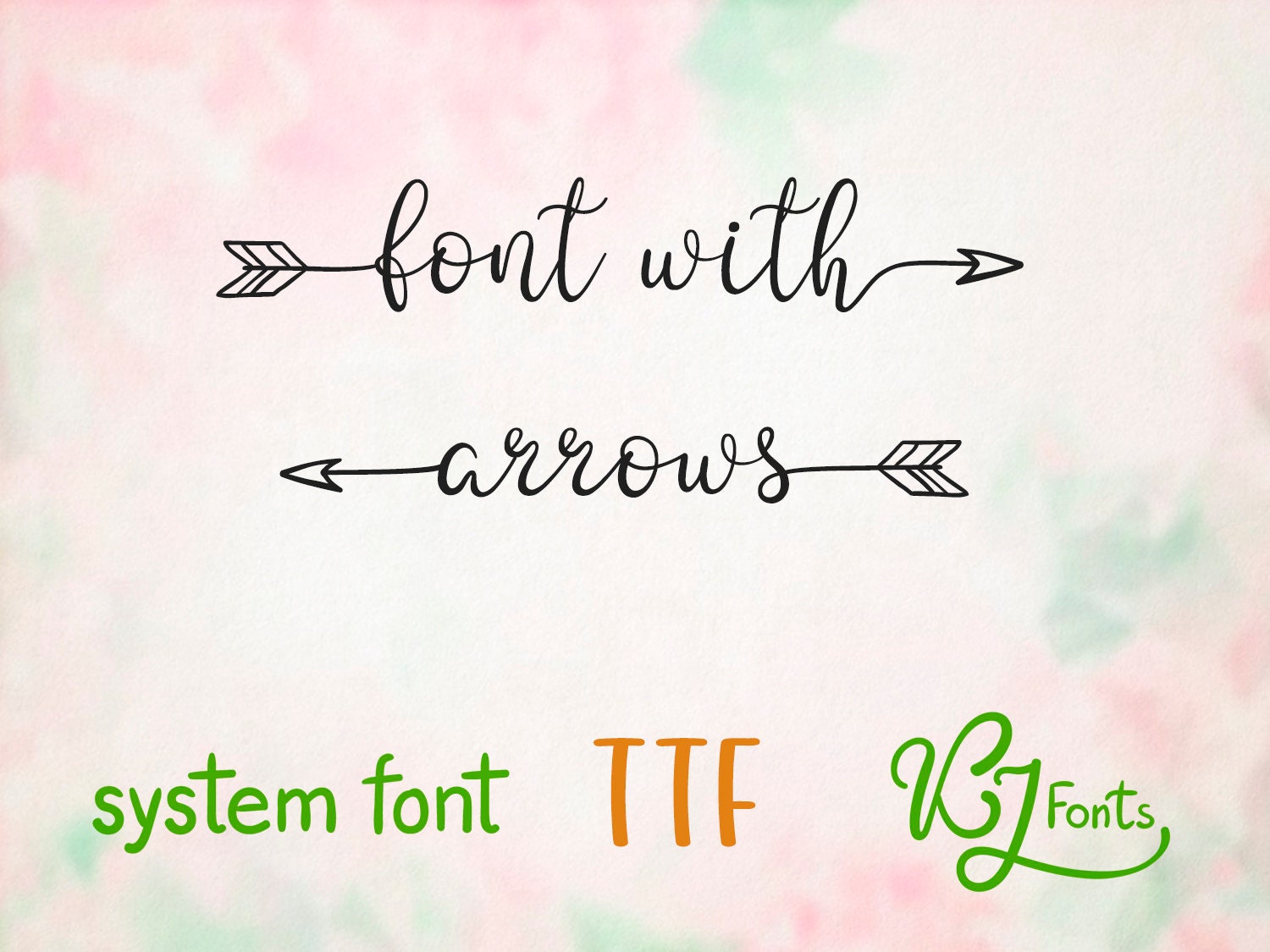 Handwritten Font With Arrows - Script Font - TTF - Arrow Font - Font With Tails - Font With ...