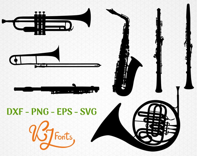 Saxophone Svg | Trumpet Svg | Trombone Svg | Horn Svg | French Horn Svg ...
