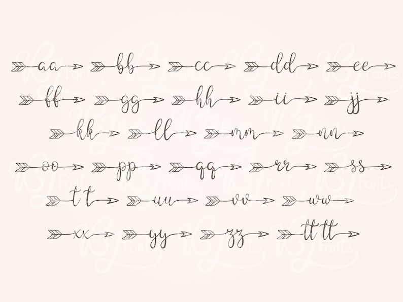 Handwritten Font With Arrows - Script Font - TTF - Arrow Font - Font ...