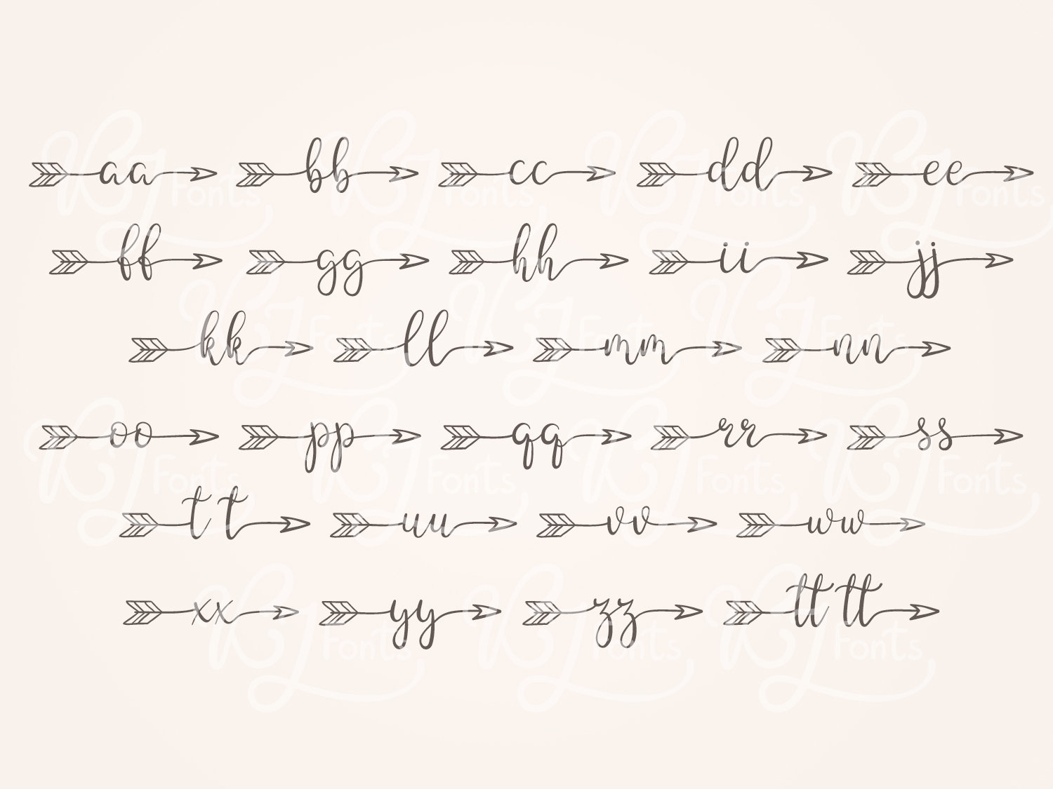 Handwritten Font With Arrows - Script Font - TTF - Arrow Font - Font ...