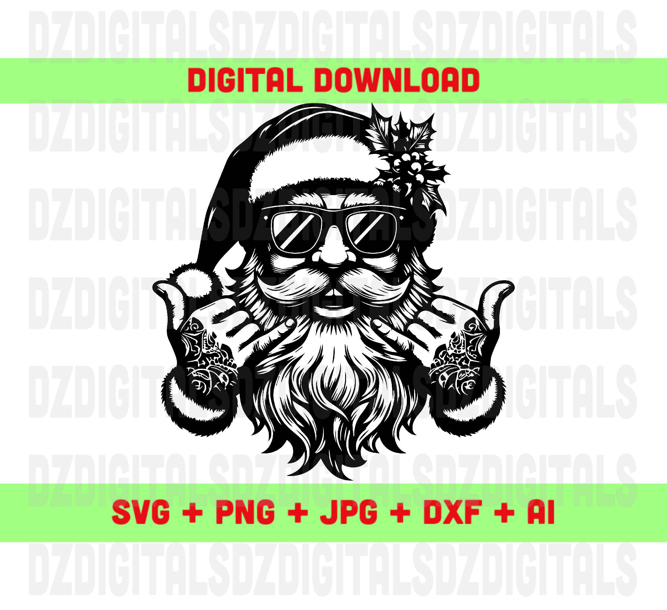 Shaka Santa Christmas Svg, Hawaiian Santa Claus Svg, Christmas Svg ...