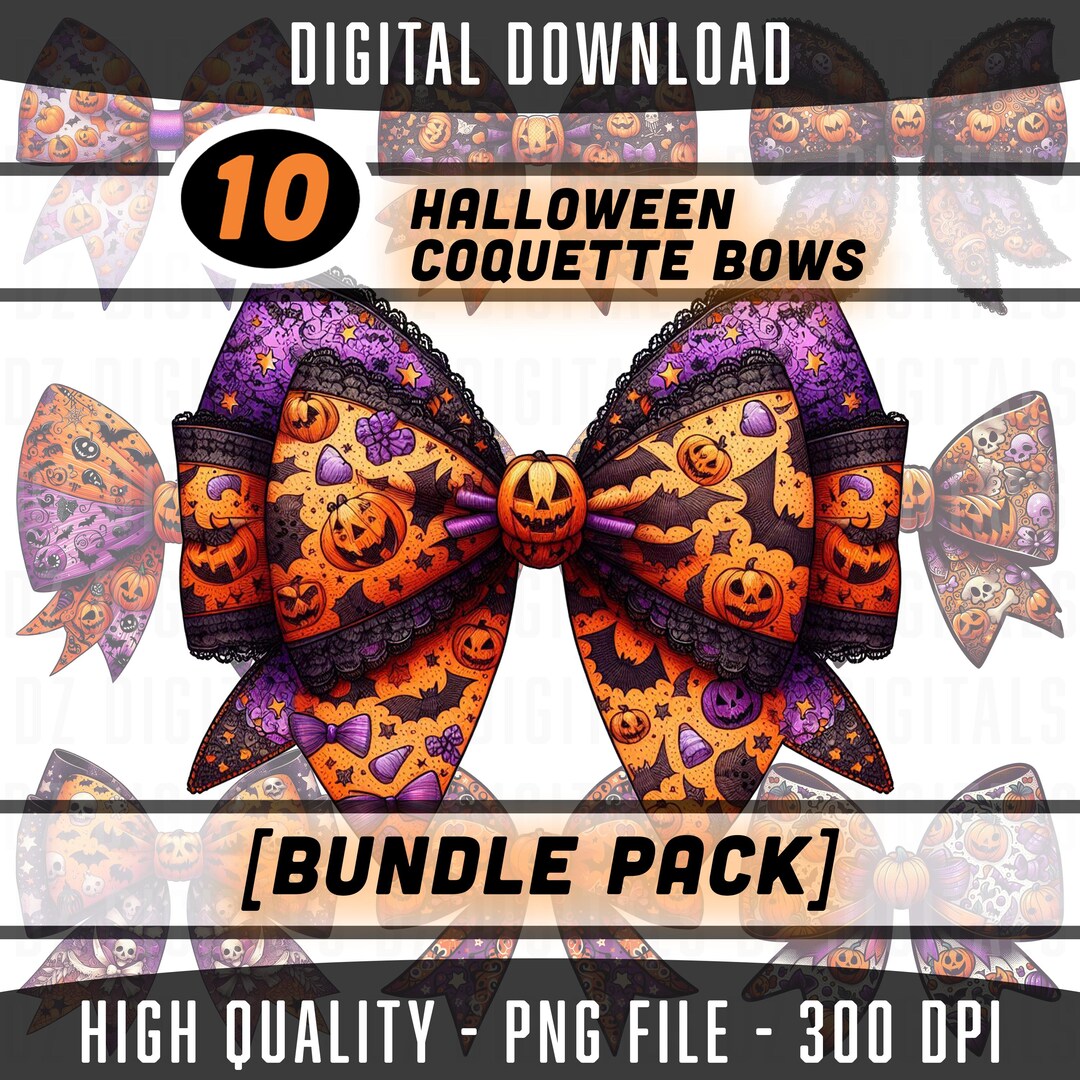 Coquette Halloween Png Bundle, Coquette Bows Png, Halloween Bow Ties ...