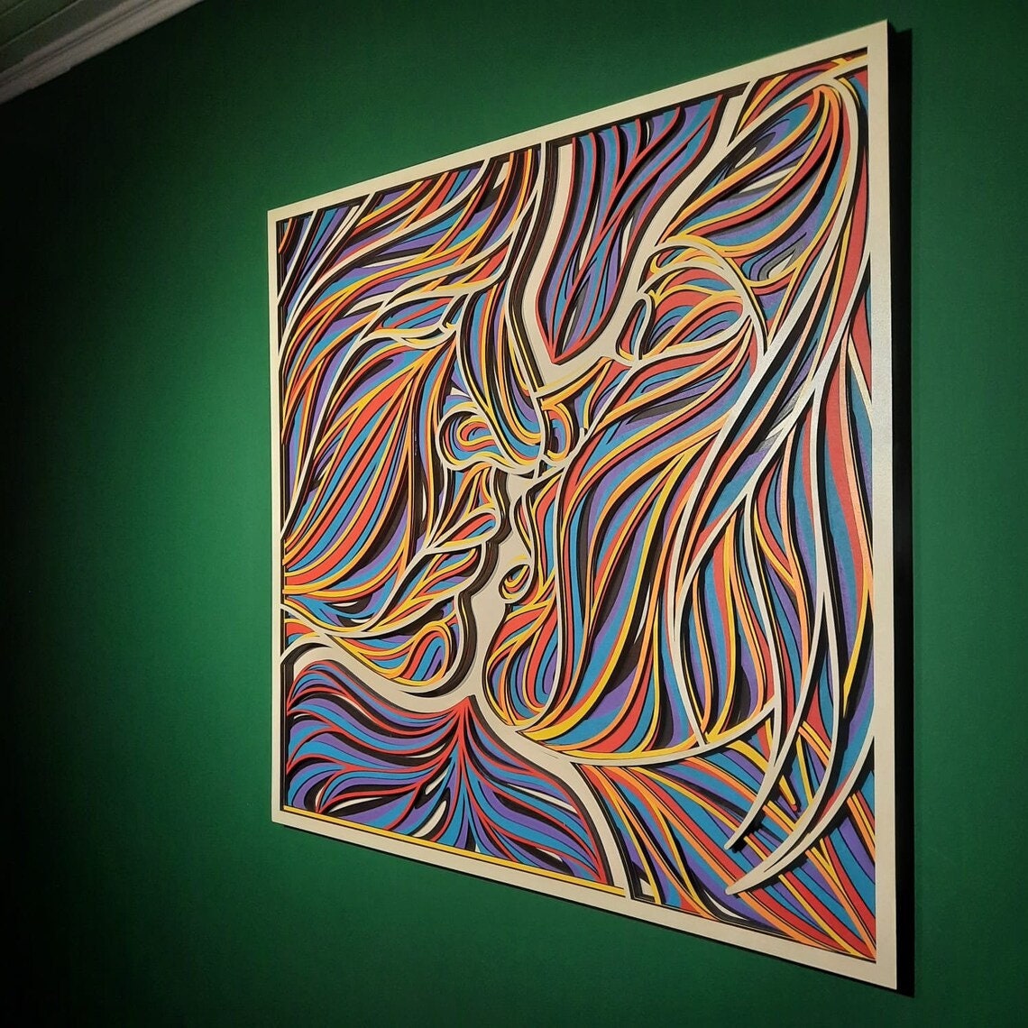 Kissing Couple Wood Wall Art: Multi-layered Geometric Mandala - Etsy