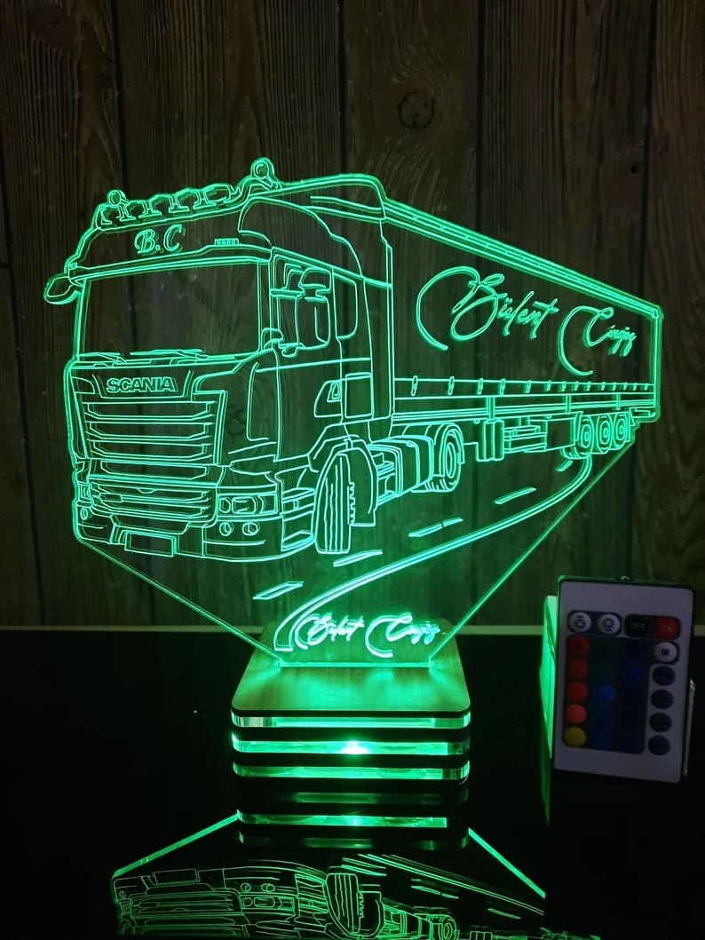 Personalized Truck 3D Lamp: Company Logo Night Light - Etsy