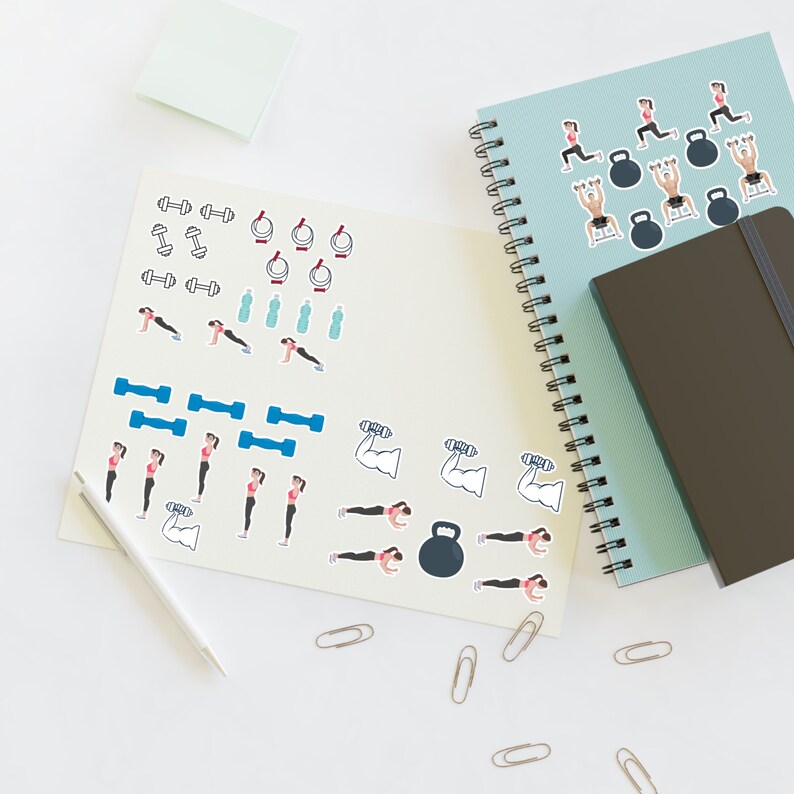 Sticker Sheets Gym Sticker Sheet Workout Journal Decals Bullet Journal ...