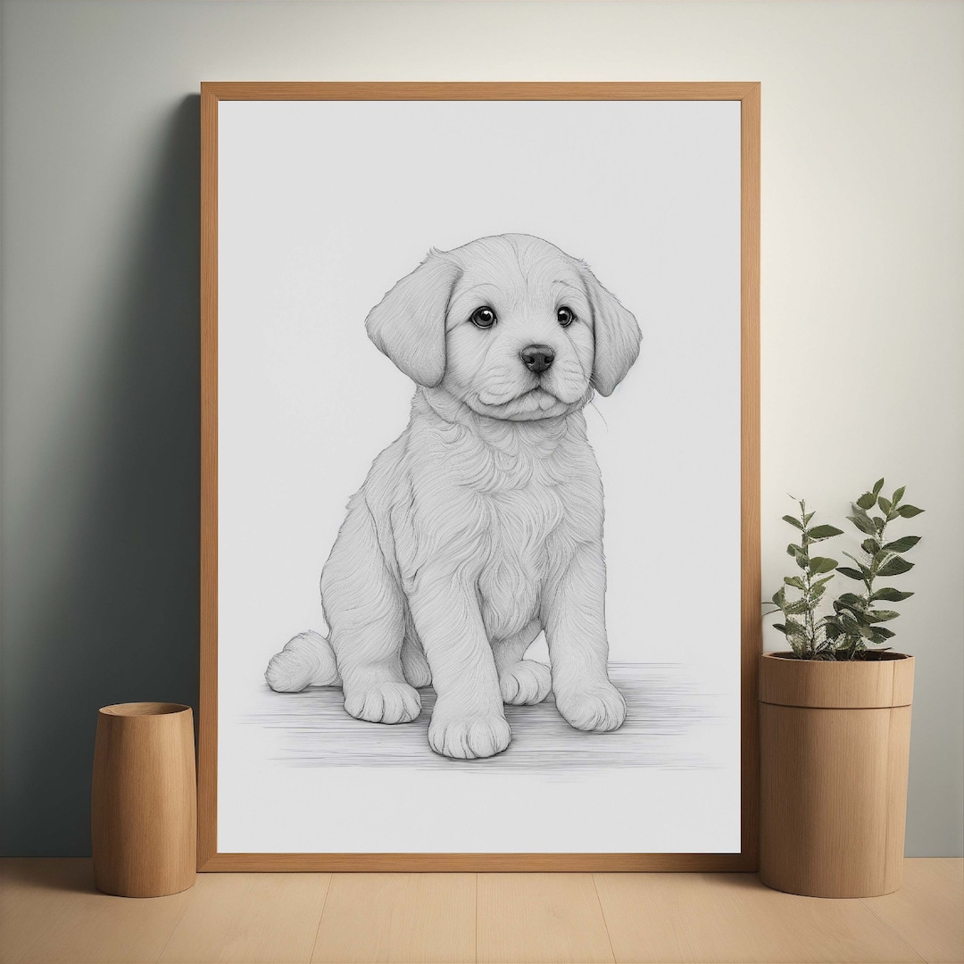 Dibujo a Lápiz De Perrito Perrito Arte Digital Perrito - Etsy