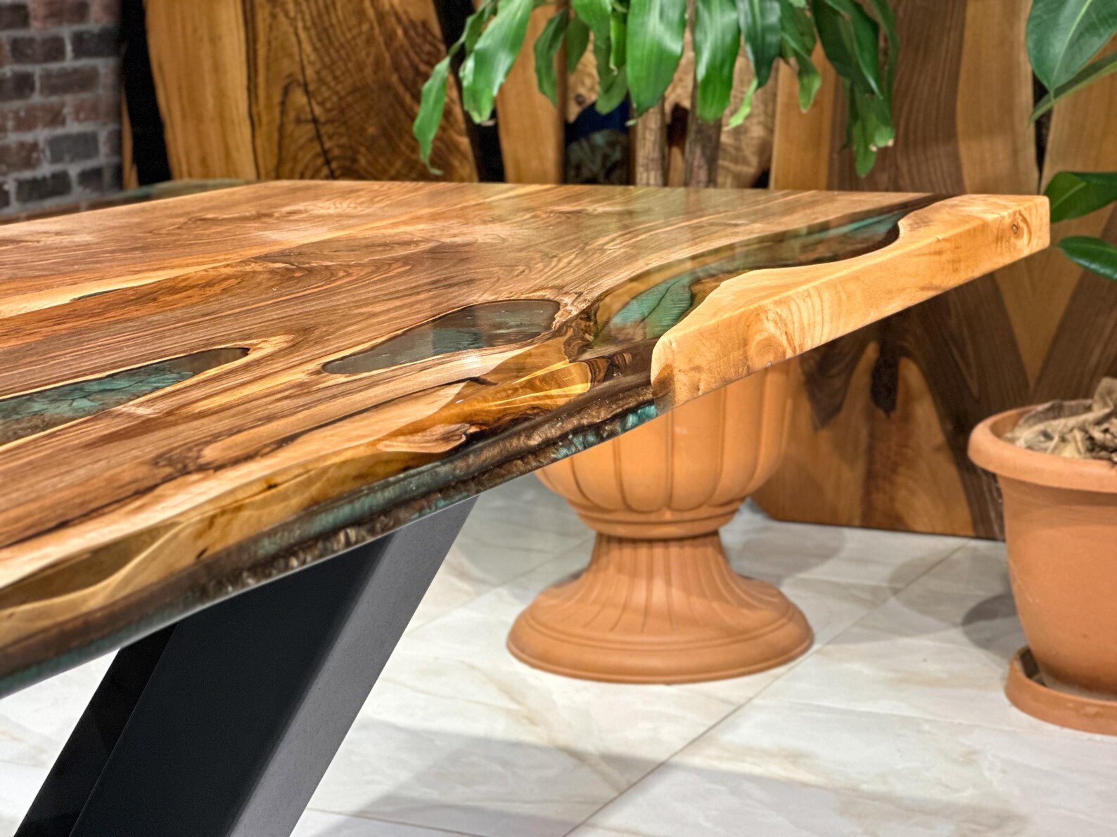 Custom Live Edge Epoxy Resin Table, Dining Table, Kitchen Table, Resin ...