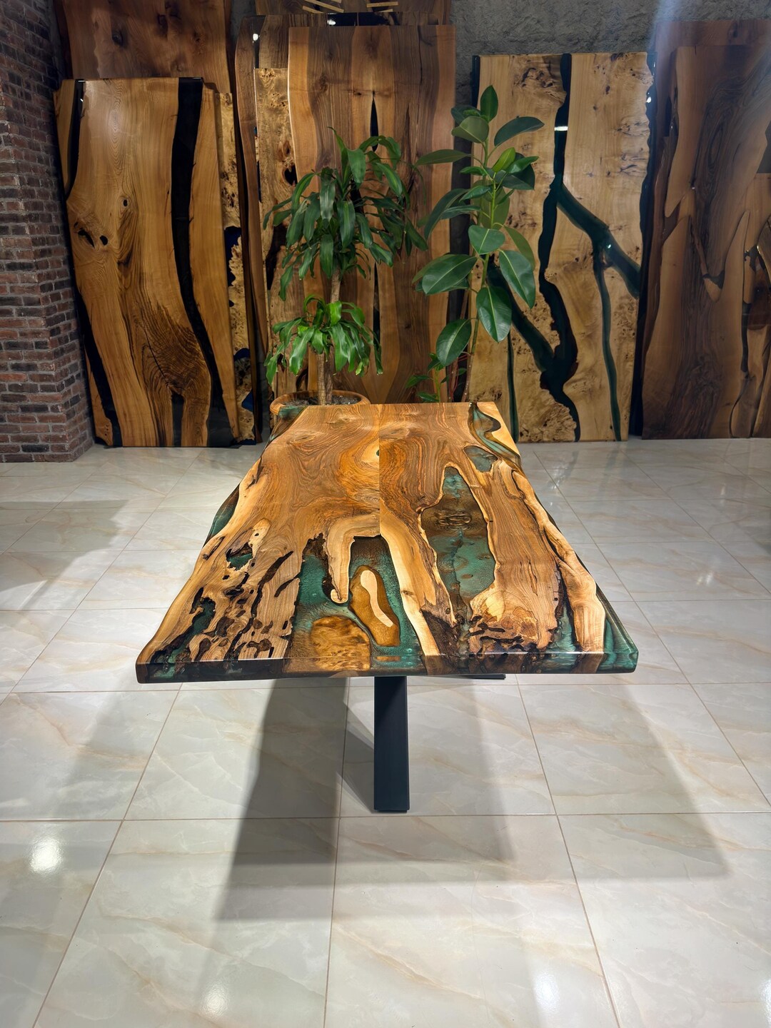 Custom Live Edge Epoxy Resin Table, Dining Table, Kitchen Table, Resin ...