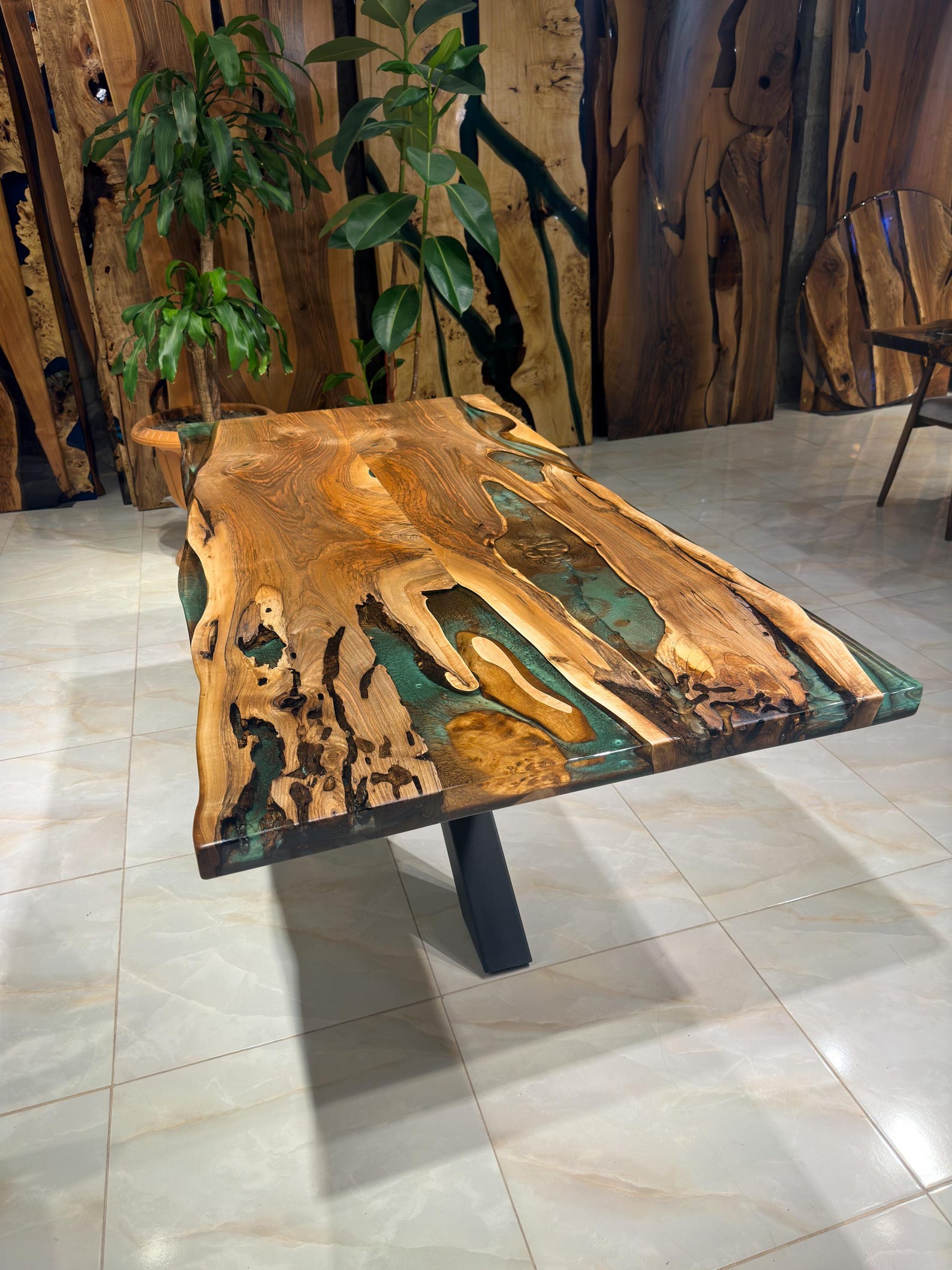 Custom Live Edge Epoxy Resin Table, Dining Table, Kitchen Table, Resin ...