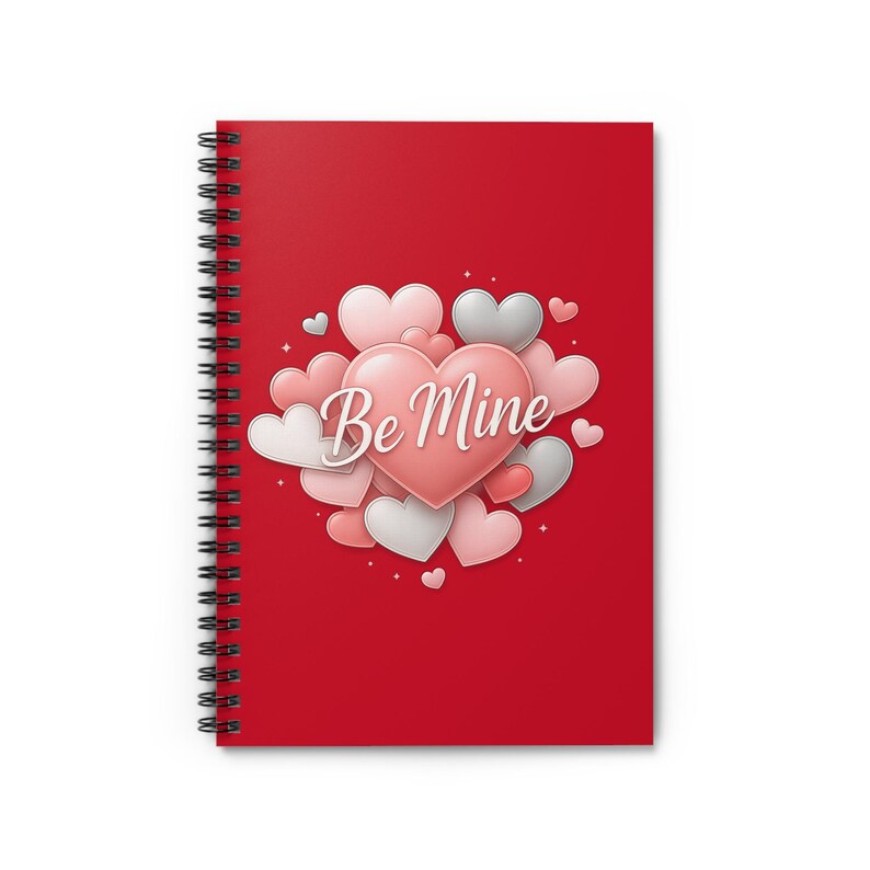 Be Mine Heart Spiral Notebook | Valentine Ruled Notebook - Etsy
