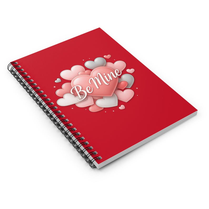 Be Mine Heart Spiral Notebook | Valentine Ruled Notebook - Etsy