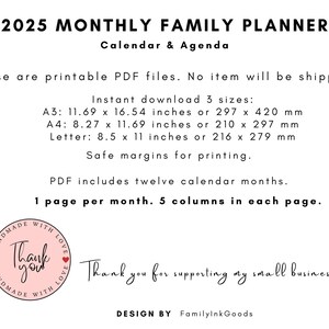 Printable Family Calendar 2025, Planner, Wall Calendar, Family ...