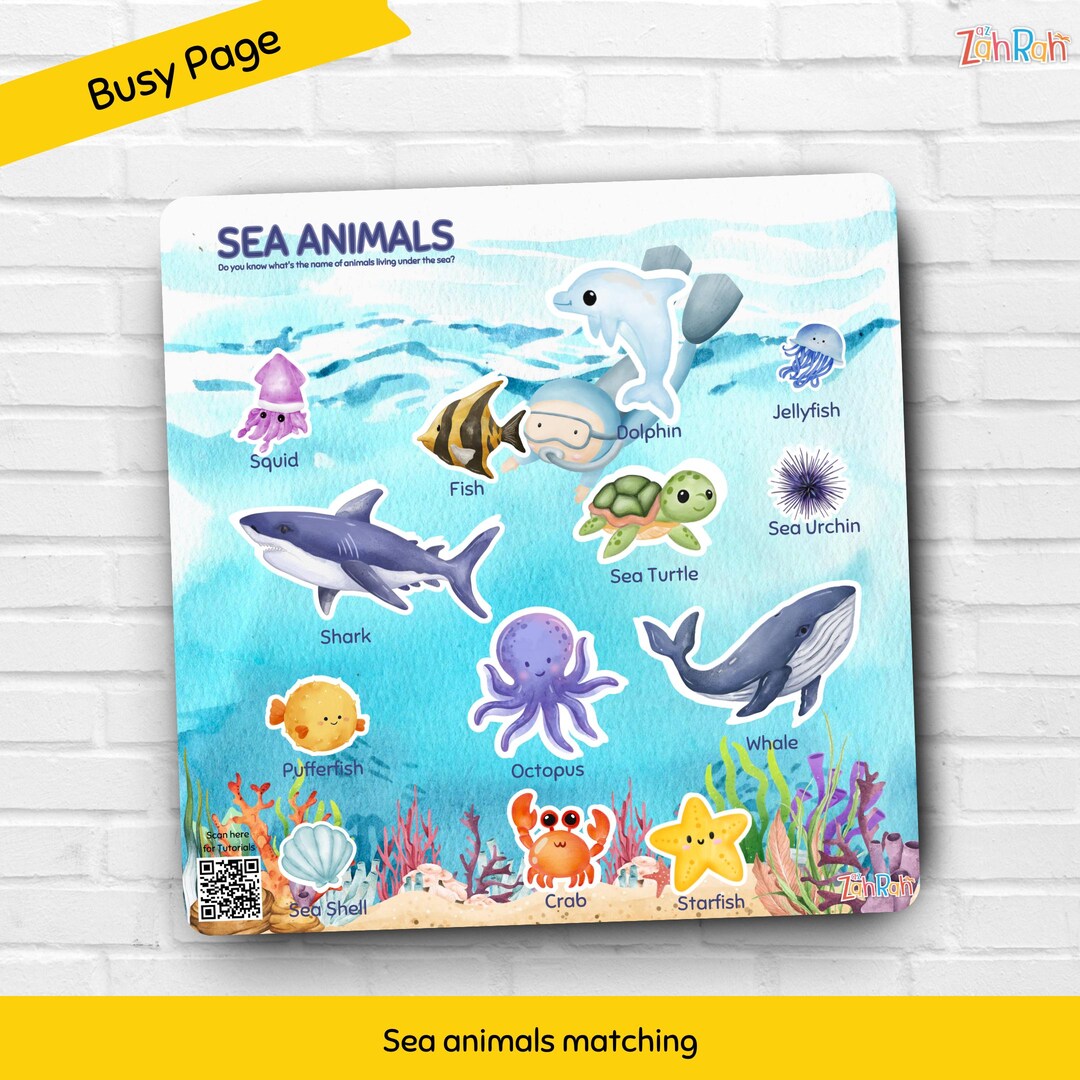 Sea Animals Matching Game Busy Pagepaper Toy - Etsy