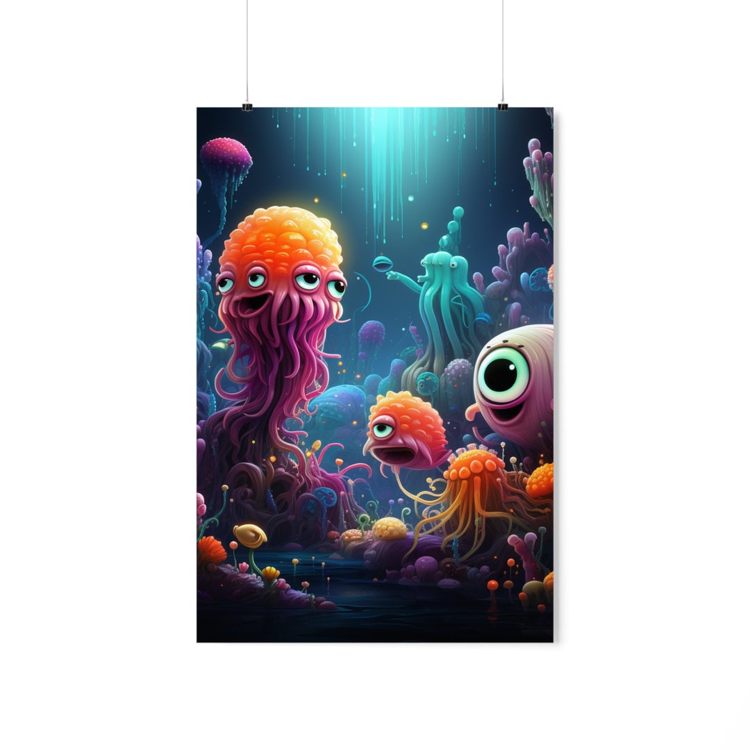 Deep Sea Creatures Premium Matte Vertical Poster - Etsy