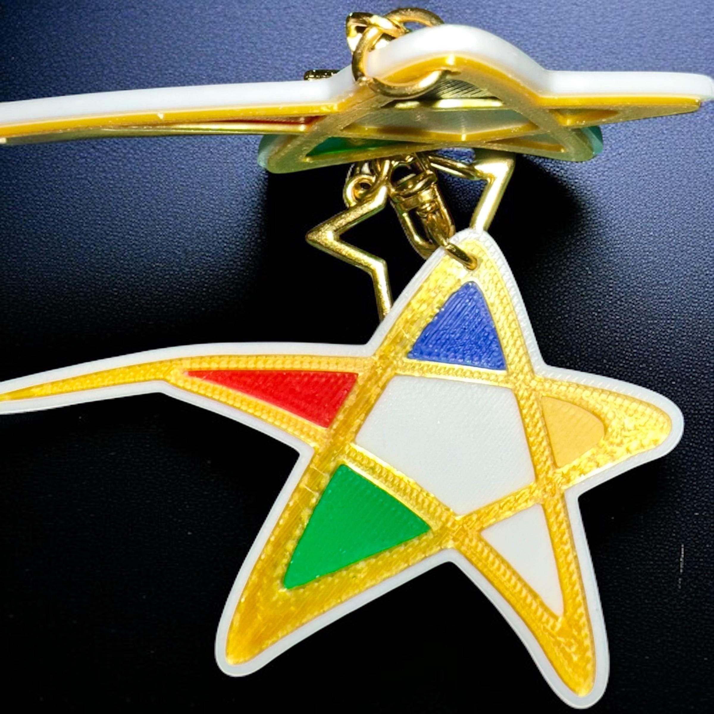 OES Star Keychain– Order of the Eastern Star Five-point Star Key Ring ...