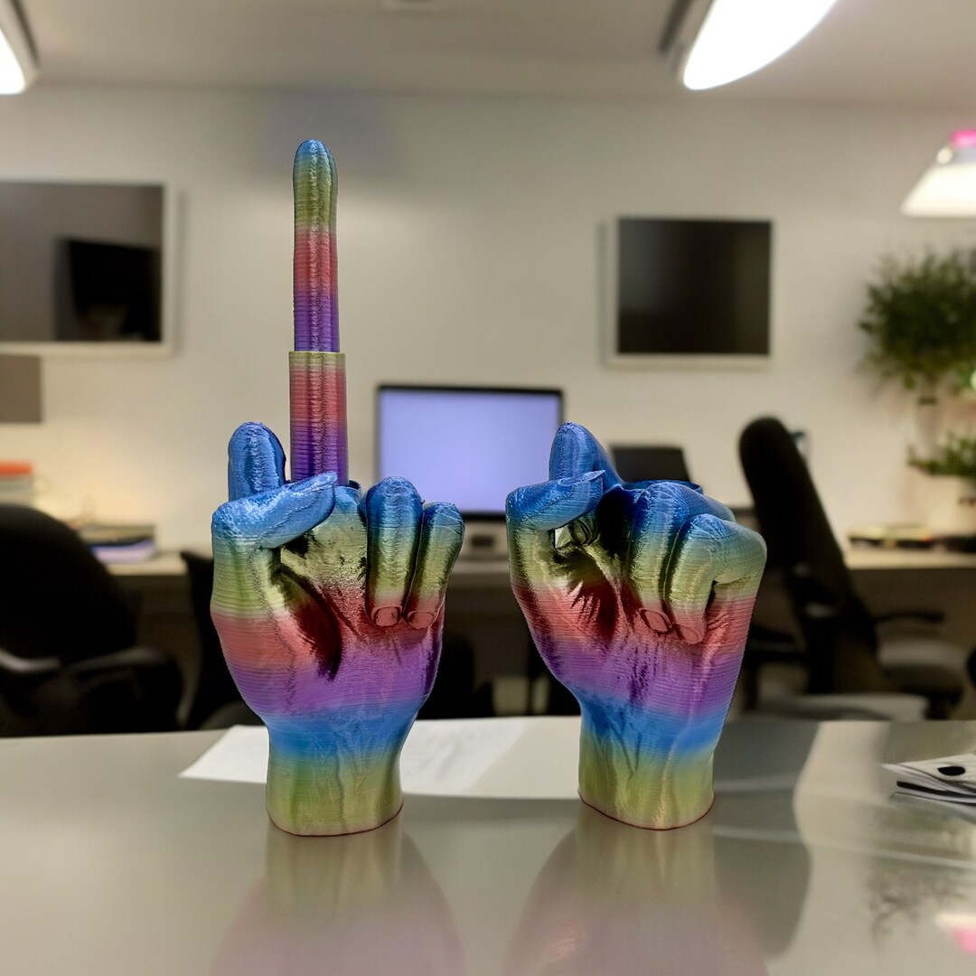 Extending Middle Finger Collapsible Hand 3D Printed Gag Gift Funny Desk ...