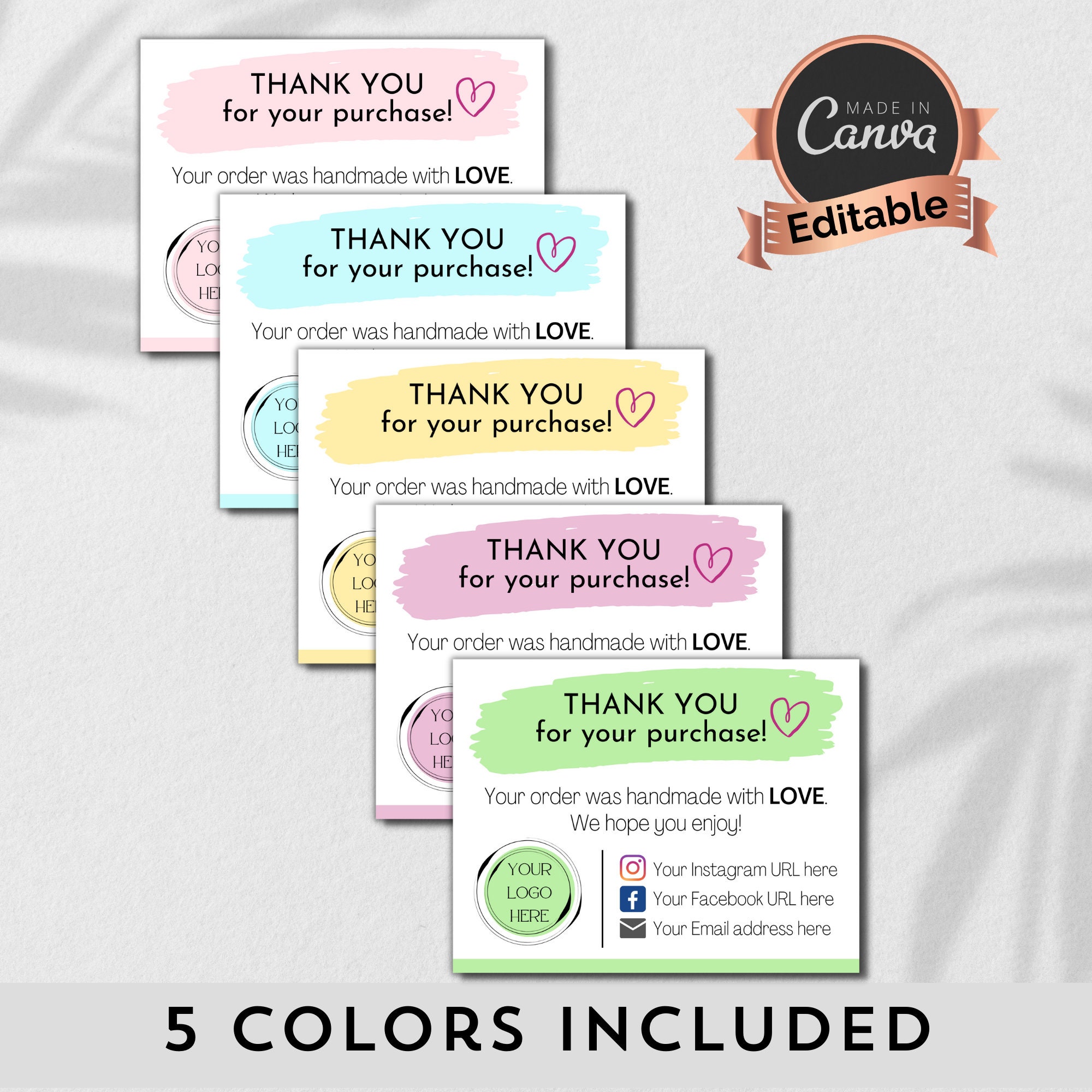 Thank You for Your Purchase Card Template | Customized Thank You Card ...
