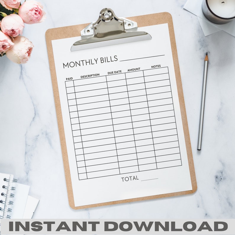 Monthly Bills Printable | Monthly Budget | Printable Monthly Bills ...