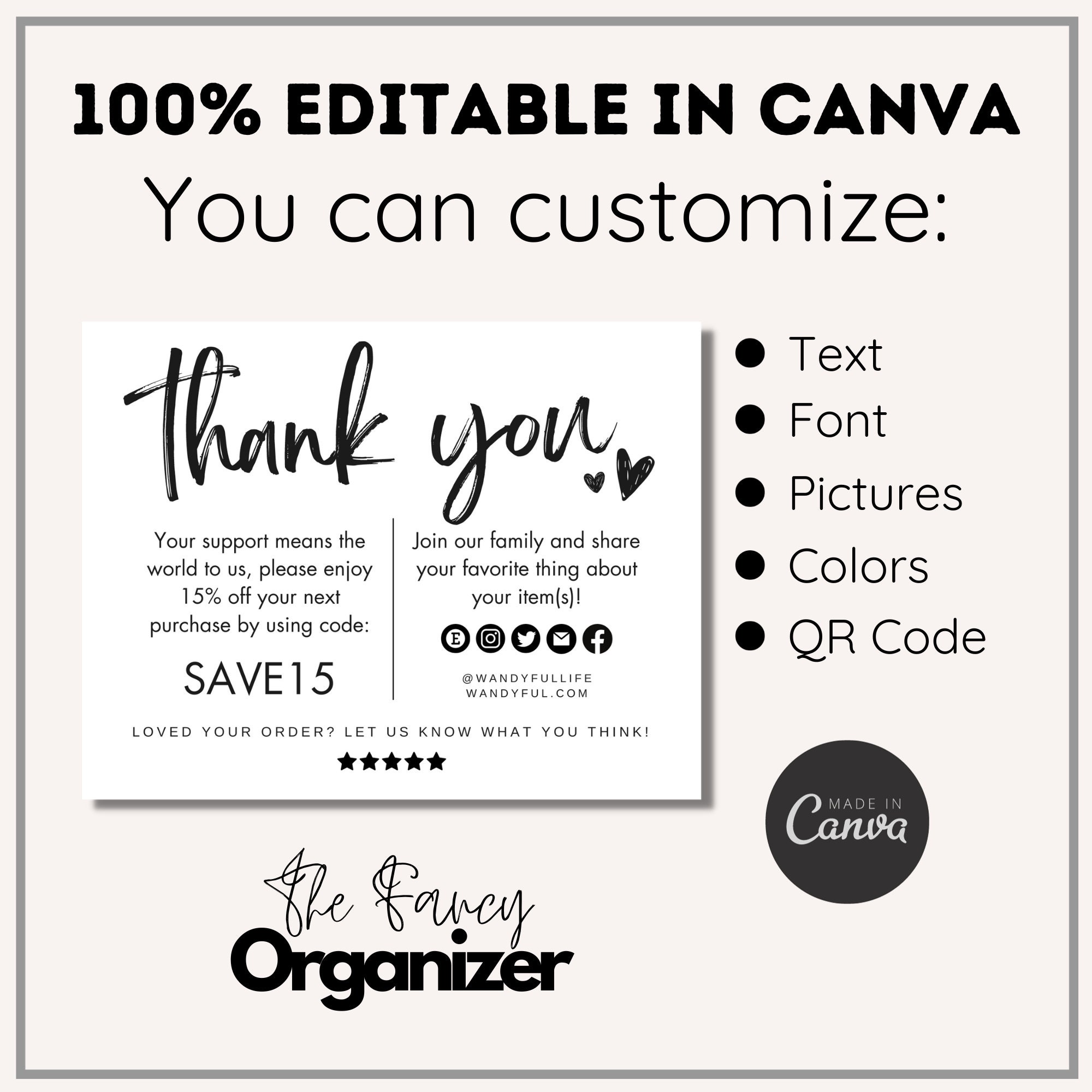 Thank You for Your Purchase | Business Printable | Printable Thank You Card | Customizable Thank ...